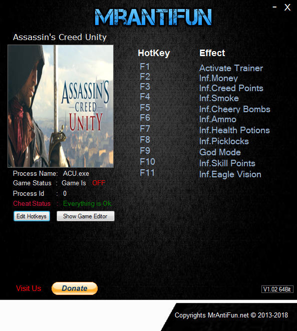 Assassin s Creed Unity Trainer 10 V1 5 MrAntiFun Download Free 